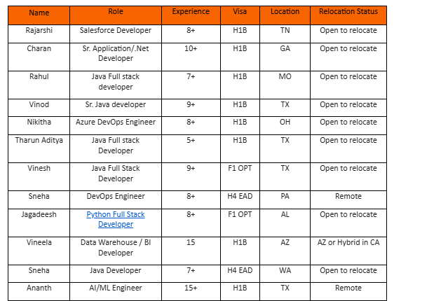 Salesforce Jobs Hotlist Java Full Stack Developer Python Full Stack Developer Devops Engineer 