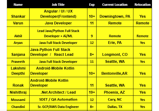 QA Automation Hotlist, Java Full Stack Developer, .Net Architect / Lead ... QA Automation Hotlist, Java Full Stack Developer, .Net Architect / Lead ...